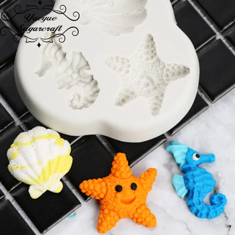 Yueyue Sugarcraft Sea Shell Silicone Mold Fondant Mold Cake Decorating ...