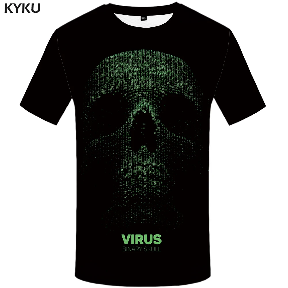 KYKU Brand Geek T Shirt Hacker T shirt Skull Shirts Black Tshirt Sexy ...