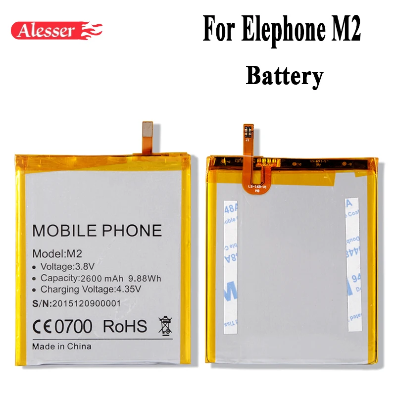Alesser For Elephone M2 Battery 2600mAh New Replacement accessory ...