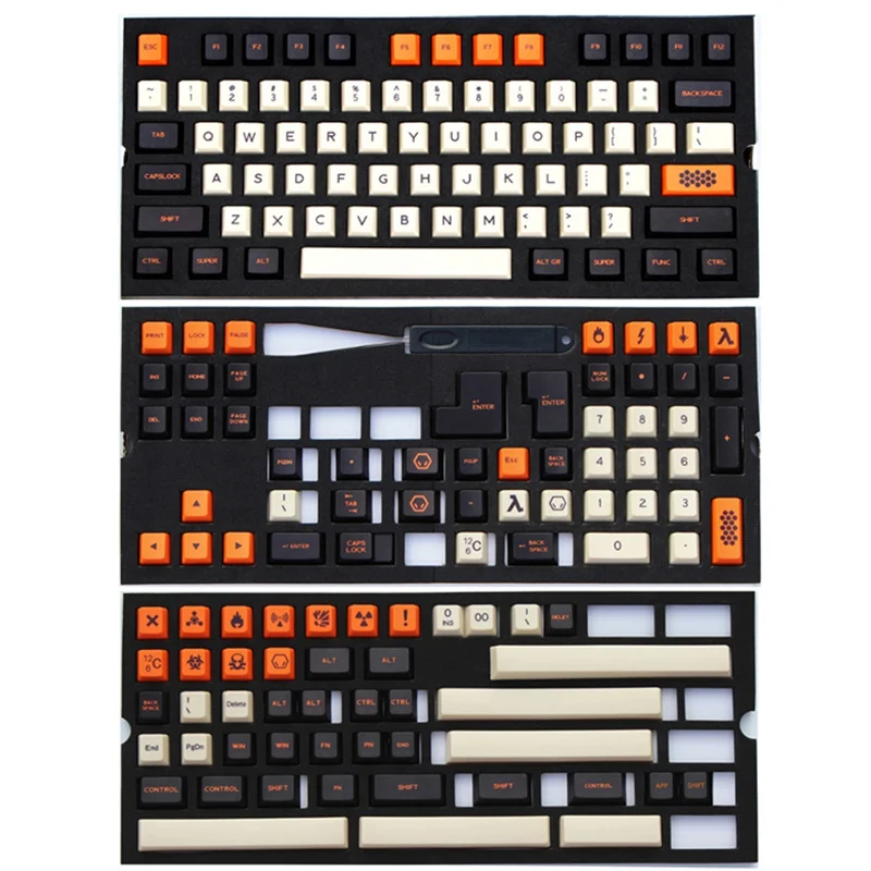 PBT Carbon Keycaps Dye Sub 172 Keycap Set Cherry MX Key Caps For ANSI ...