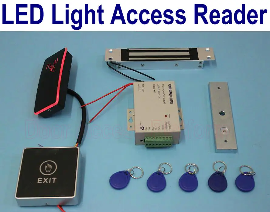 Led 라이트 id 카드 액세스 컨트롤러 기계 도어 내장 프레임 마그네틱 잠금 + 종료 버튼 + 전원 공급 장치 + keytag ...