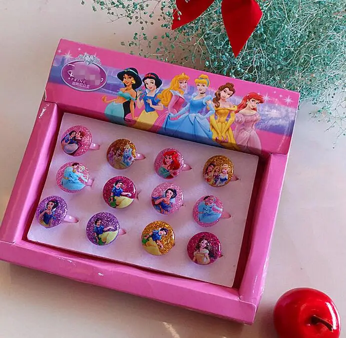 New 12pcs/set Cartoon Princess Rings Girl Children kids Lovely Gifts E ...