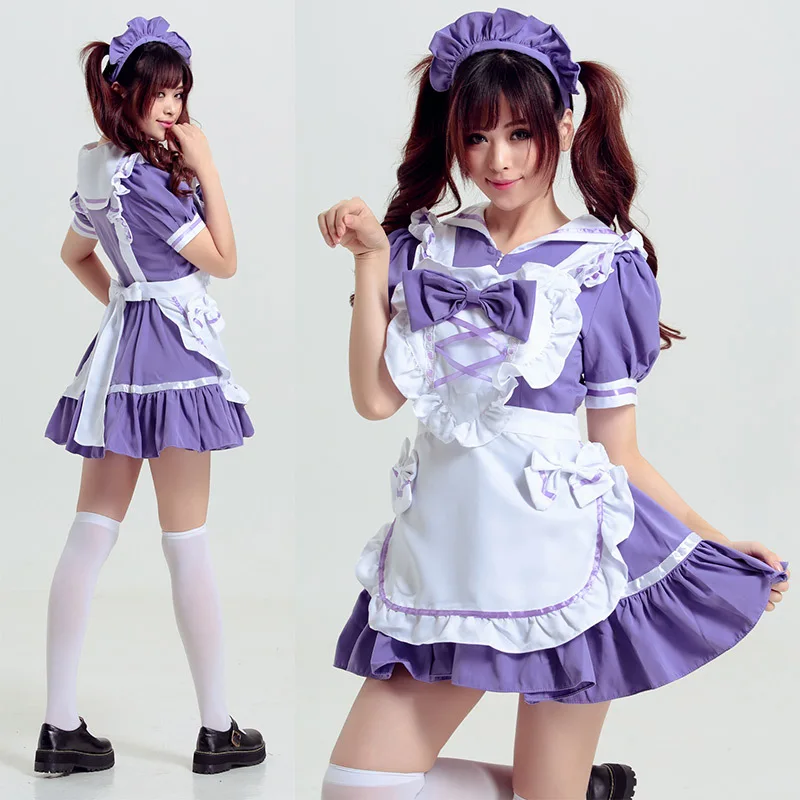 Halloween Maid Dress Costume Maidservant Costumes Violet Cute Dress ...