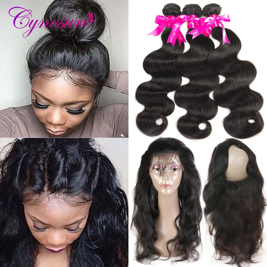 Cynosure Pre Plucked 360 Lace Frontal with Bundle Body Wave Brazilian ...