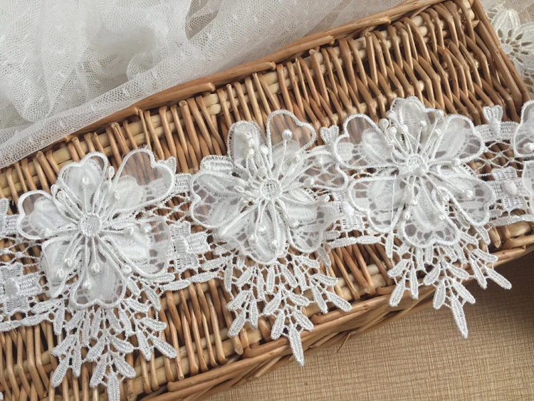 3 Layer Dimensional Flowers Lace Organza Lace + Water Soluble Lace ...