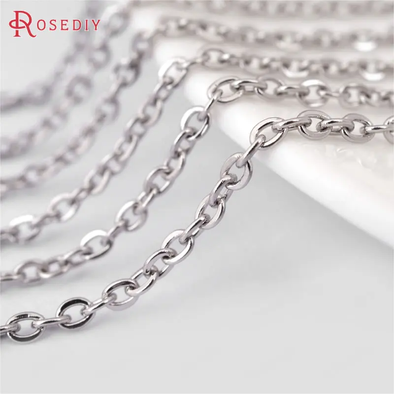 (28590)5 Meters Chain width 1.8MM Stainless steel Flat O shape chain ...
