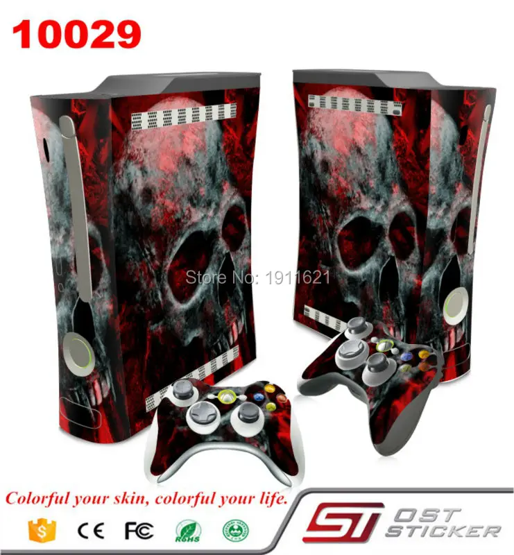 OSTSTICKER Red Skull Vinyl Skin Full Set Skin Stickers For Xbox 360 fat ...