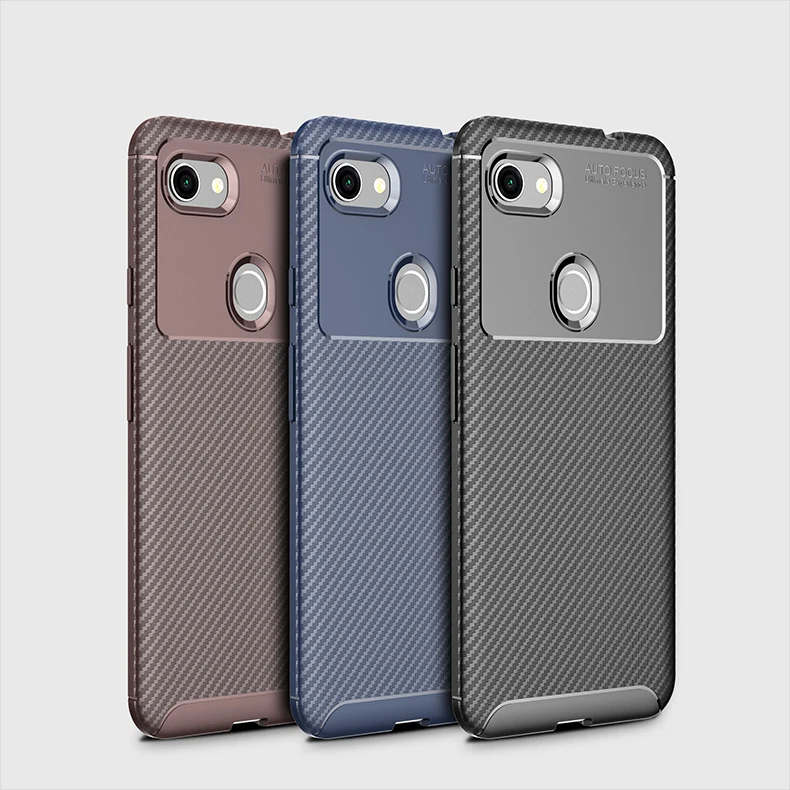 For Google Pixel 3A XL Case Soft Silicone Carbon fiber Shockproof skin ...