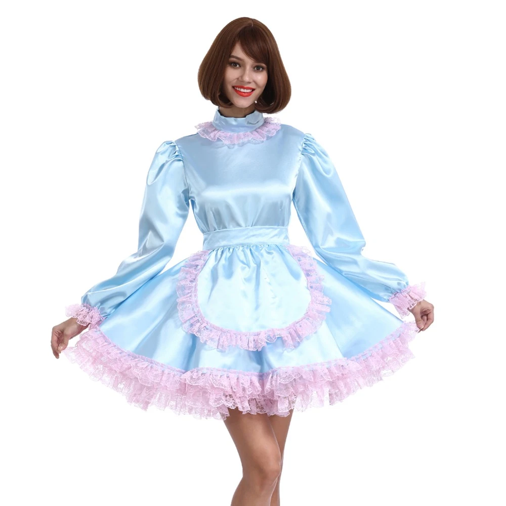 Prissy Sissy Girl Maid Babyblue Lockable Dress Crossdress Cosplay ...