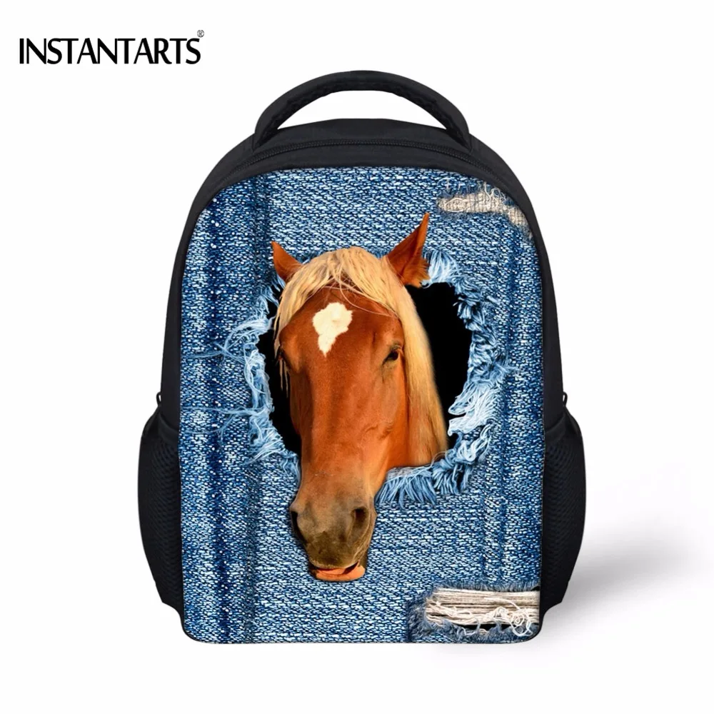 INSTANTARTS Cool Fake Denim Pocket Crazy Horse Print Boys Girls School ...