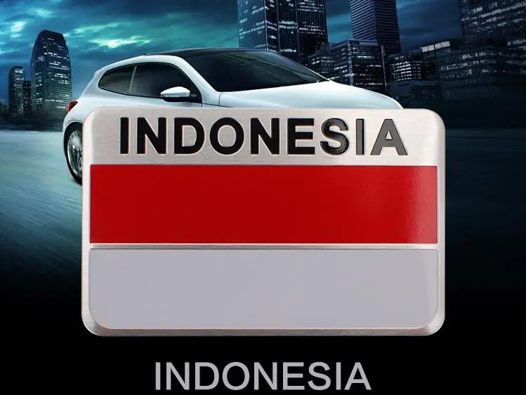 5pcs Aluminum INDONESIA Flag Car Stickers Emblems Decorations INDONESIA ...