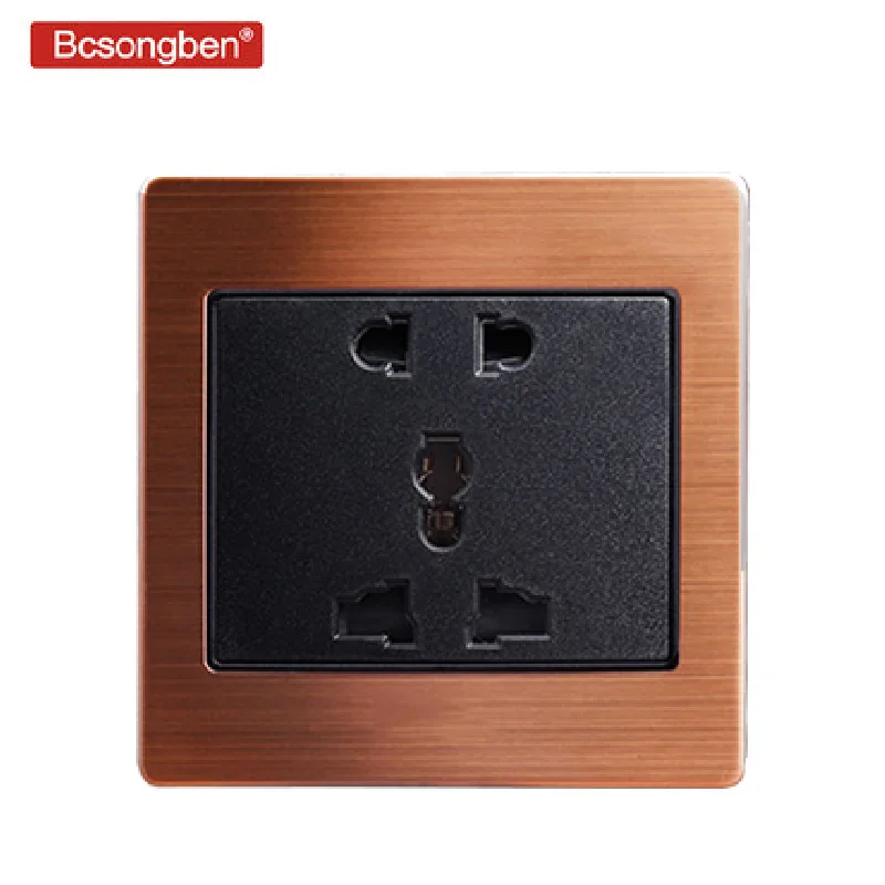 Luxurious rose gold black multifunctional five hole wall socket 220v ...
