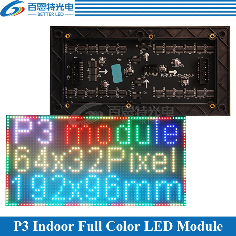 P3 LED screen panel module Indoor 3in1 RGB SMD 1/16 Scan 192*96mm 64*32 ...