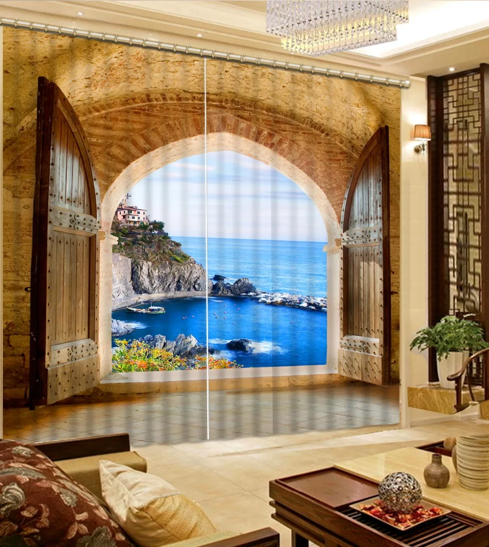 Cortina com design personalizada em 3d moderna para cortinas, mar, cama ...