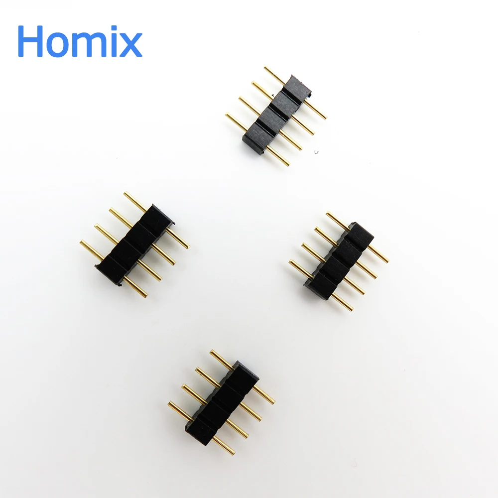 20pcs/lot 4pin RGB connector 4 pin needle male type double 4pin DIY ...