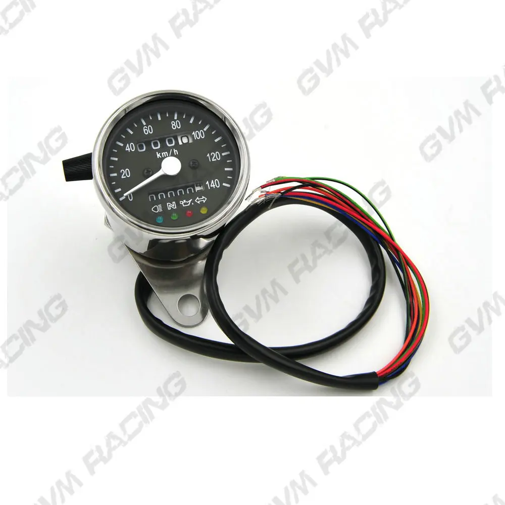 CAFE RACER 60MM Stainless mechanical odometer speedometer Black Face ...