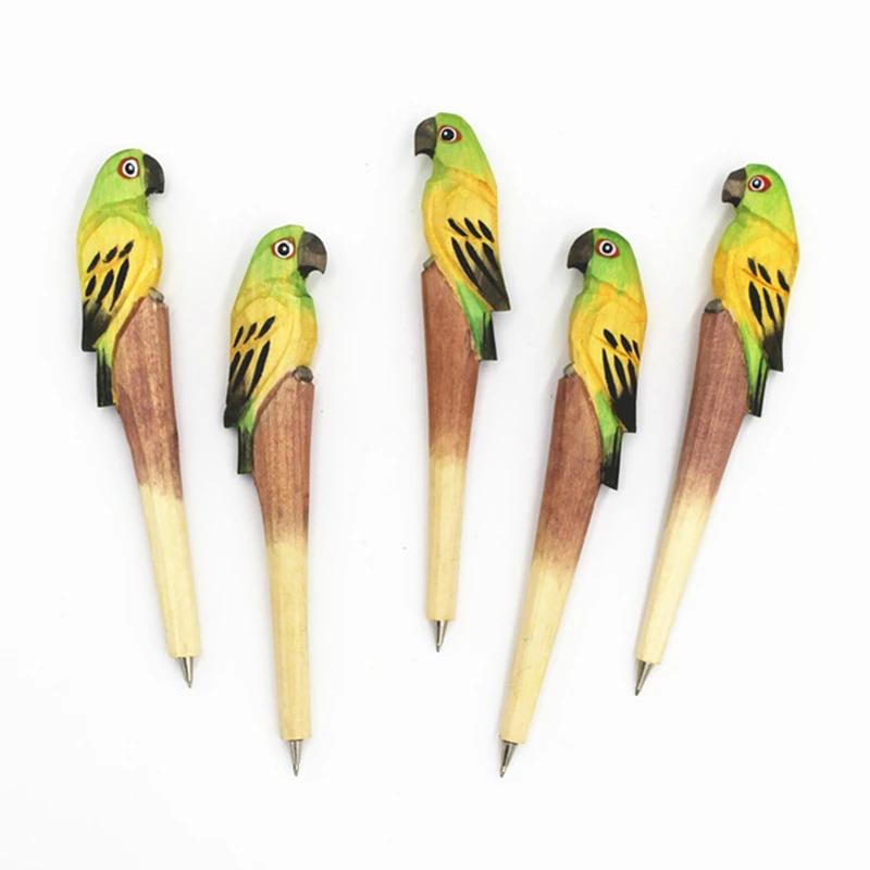 Coloffice Creative Wood Carving Budgie Parrot Bird Ballpoint Pen Gift ...
