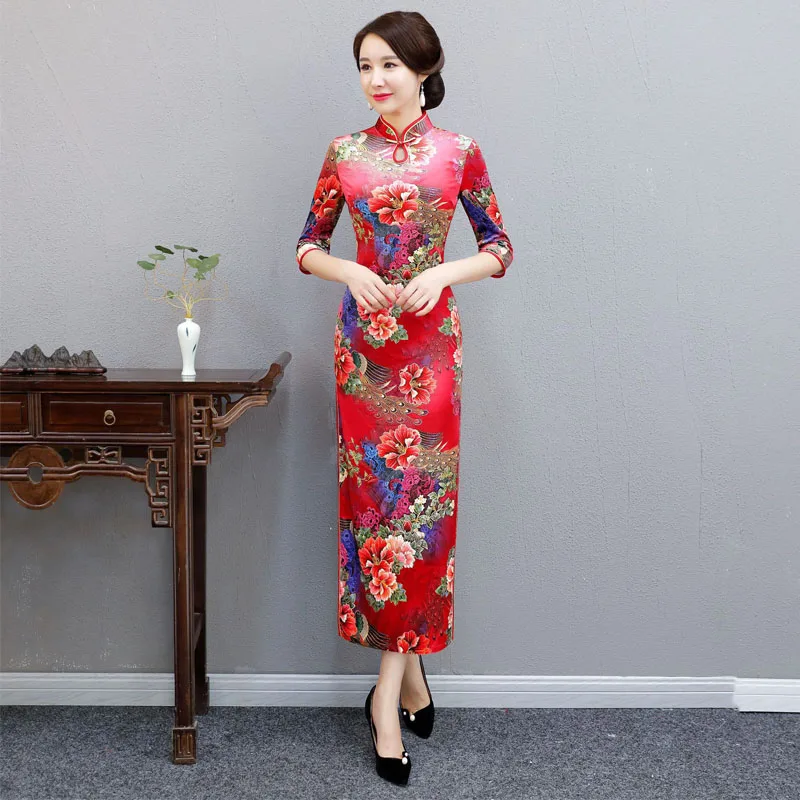 2020 Satin Qipao Summer Lady Traditional Chinese style Cheongsam ...