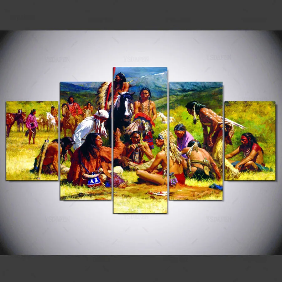 YSDAFEN 5 panel Modern native americans in canada hd Art print canvas ...