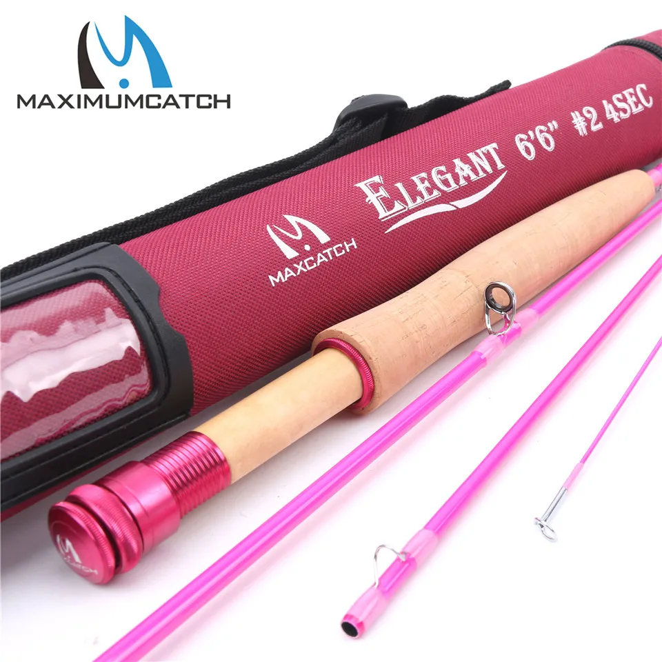 Maximumcatch 6.5ft/9ft Pink Fly Rod 30t Carbon Fiber Medium-fast Fly Fishing Rod 2/5wt 4pieces ...