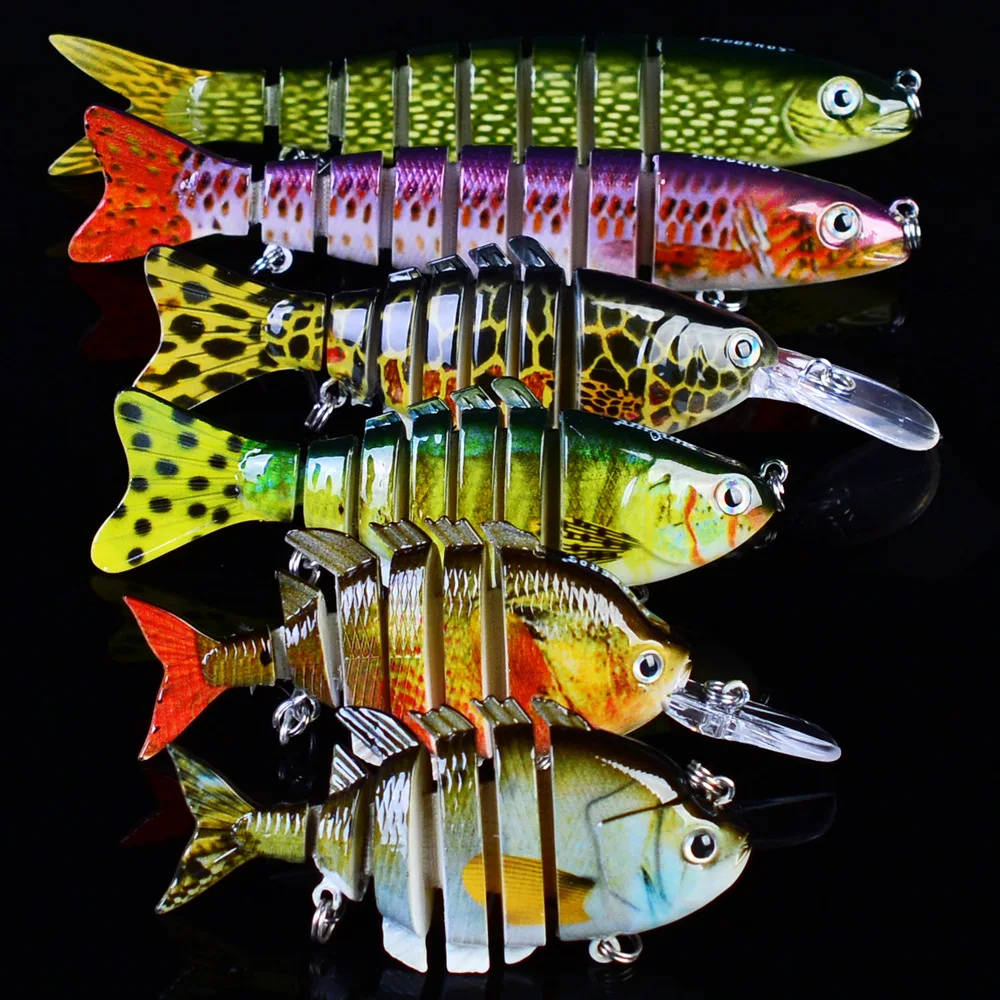 6pcs Mixed Joined Fishing Wobblers Multi Segments Swimbait Crankbait ...