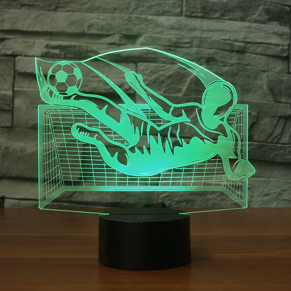 Led Flying Kick Soccer Lamp 7 Changing Colors 3d Illusion Night Lamp ...