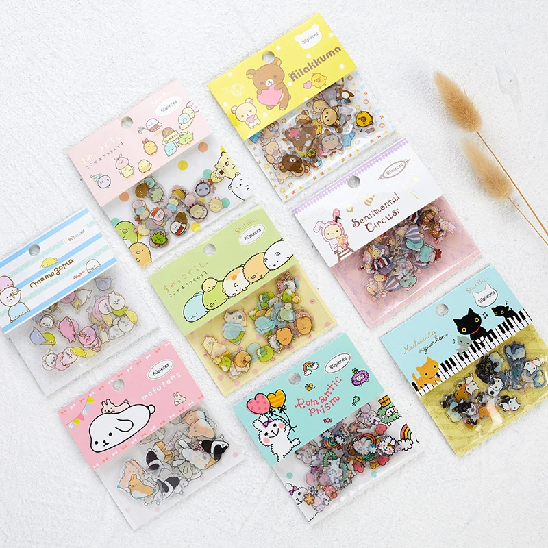 10 Packs Stationery Sticker Cute Cartoon Kawaii DIY Decorative Stickers ...