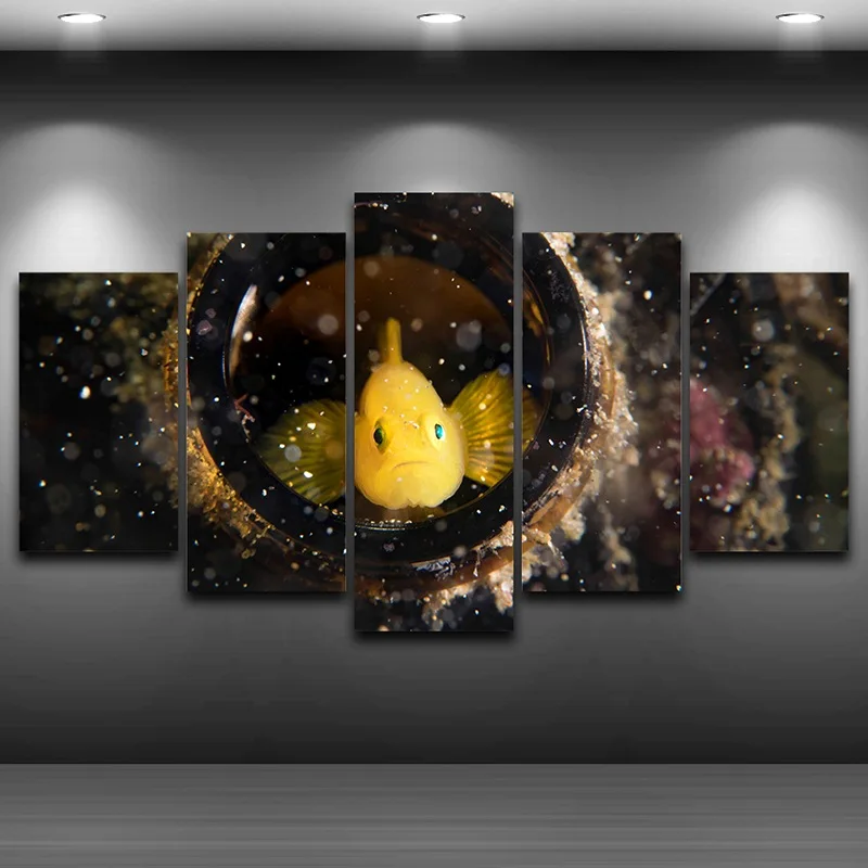 Tropical fish Artistic Print Drawing Decor on Canvas Spray Oil Painting ...