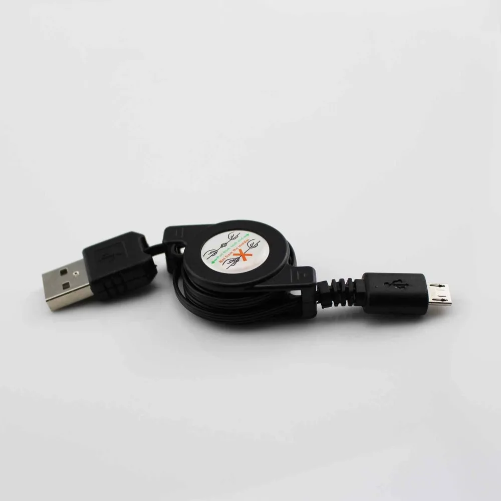 Black Retractable USB to Micro USB Data Sync Charger Cable for Samsung ...