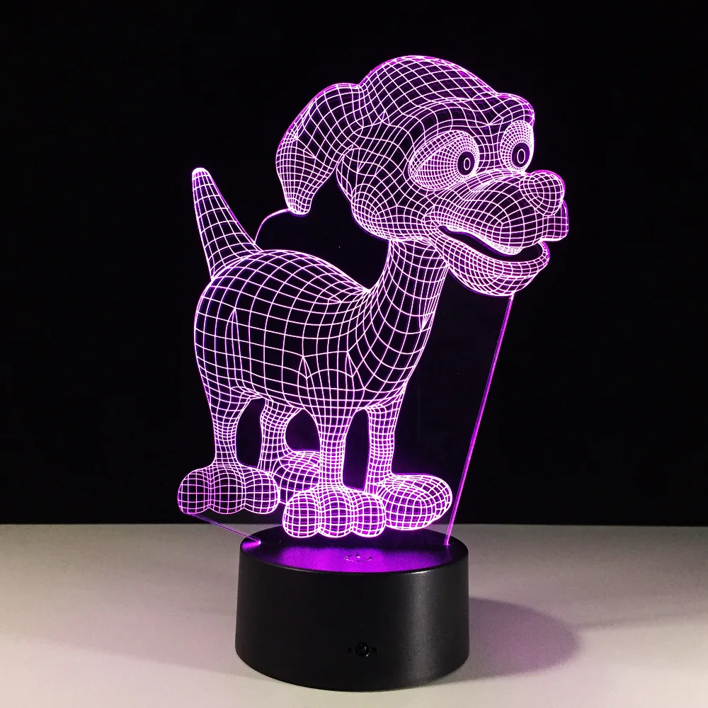 Cute Dog 7 Color Lamp 3d Visual Led Night Lights For Kids Touch Usb ...
