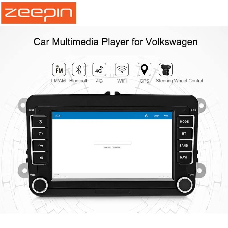 ZEEPIN 4G Wi Fi Car Multimedia Players for Volkswagen 7'' Touch Screen GPS Car Radio Rear View ...