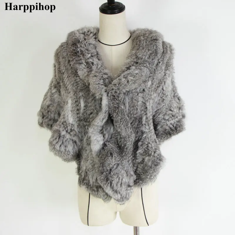 Poncho-de-piel-de-conejo-2023-aut-ntica-Pashmina-de-punto-chal-de-piel ...