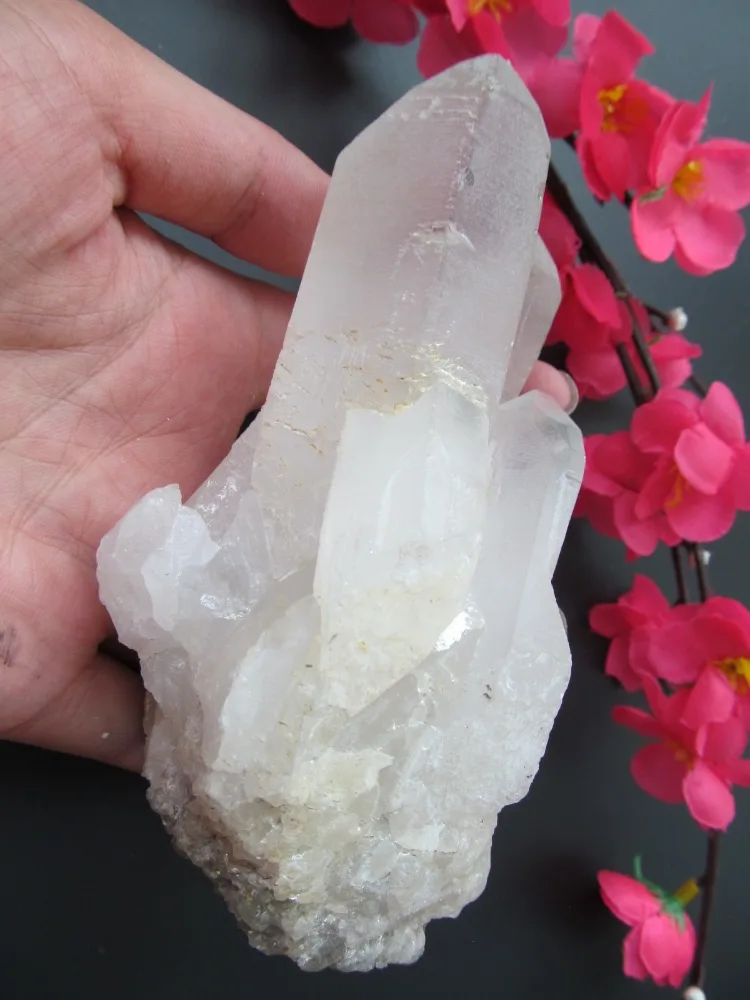 C67 Natural White Quartz Flowers Crystal Clusters Decoration Resistant ...