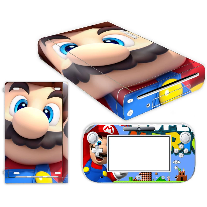 Super Mario Skin Sticker for Nintendo Wii U Console Cover with Remotes ...