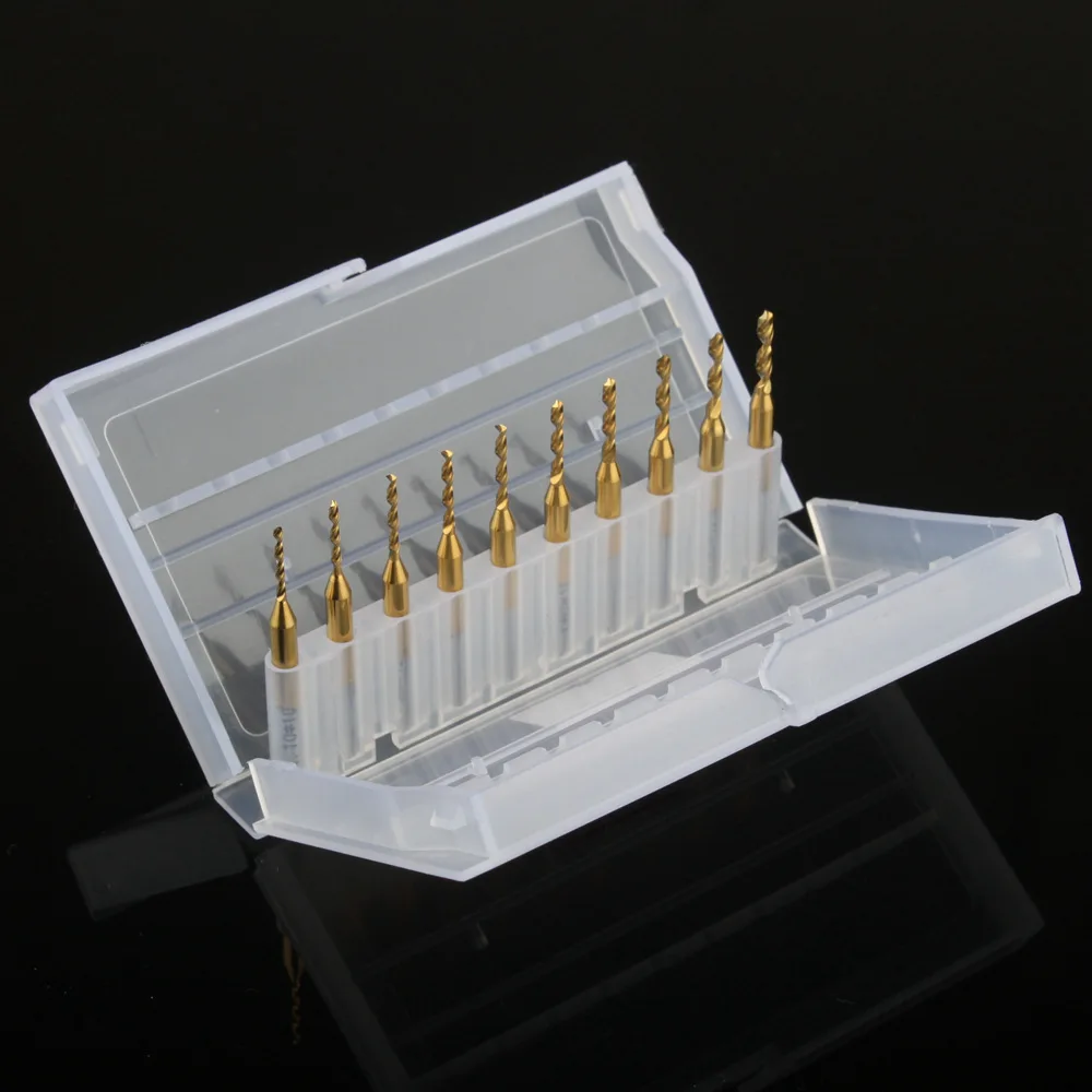 10pcs Titanium 1.1 2.0mm Tungsten Carbide PCB CNC drill Bits|cnc drill ...