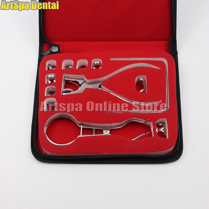 1set 12pcs Dental Rubber Dam Kit Stainless Steel Dental Surgical ...