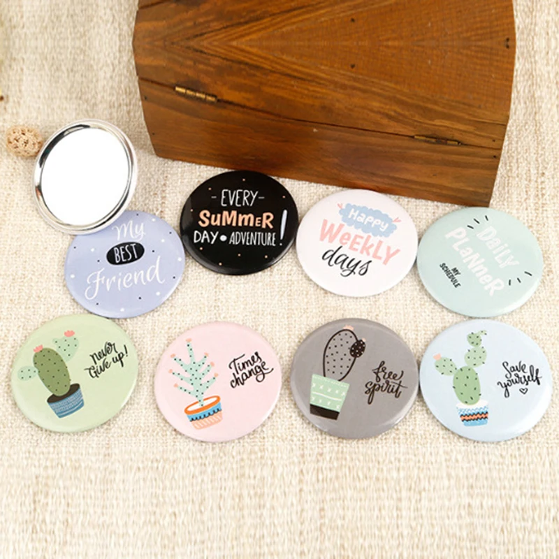 CN RUBR Colorful Pocket Makeup Mirrors Sweet Cartoon Portable Cosmetic ...