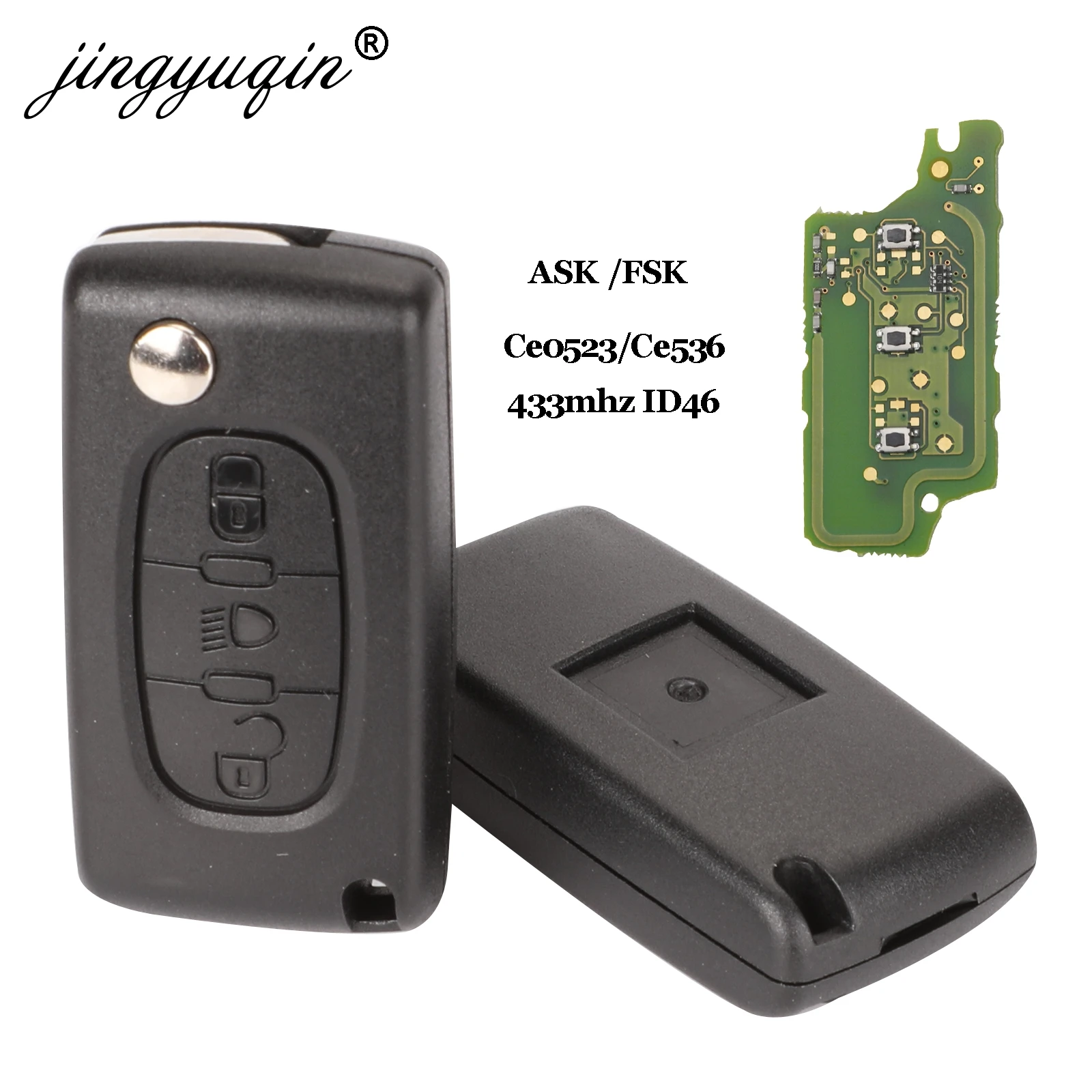 jingyuqin ASK/FSK 433Mhz ID46 For Citroen C2 C3 C4 C5 C6 C8 3 Buttons ...