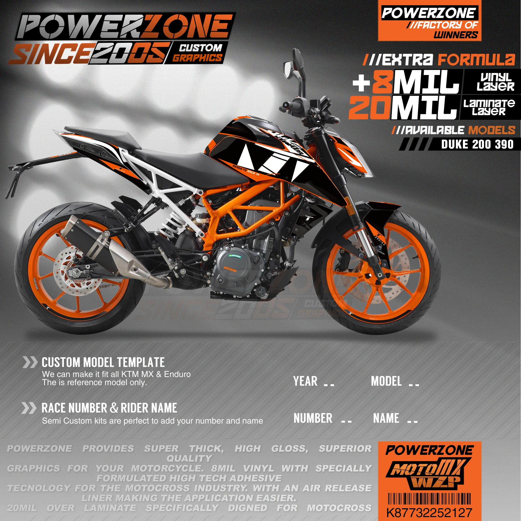 unisex KTM DUKE 125 - 200 250 390 2017 2022 GRAPHIC STICKER SET DECAL ...