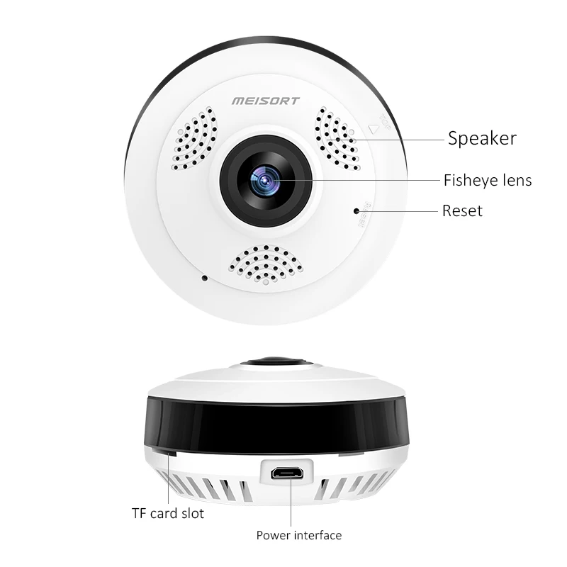 Buy Online Meisort Wifi Mini IP Camera 360 Degree Home Security Wireless Panoramic Fisheye CCTV ...