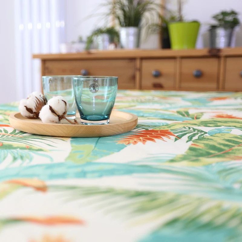 100% Cotton Pastoral Table Cloth Plant Leaf Multifunctional Tablecloths ...