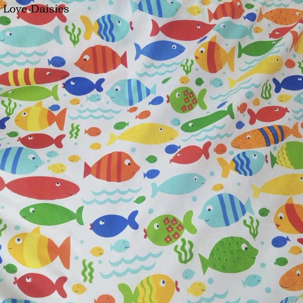 100-cotton-twill-cartoon-candy-colorful-green-red-blue-yellow-fish ...