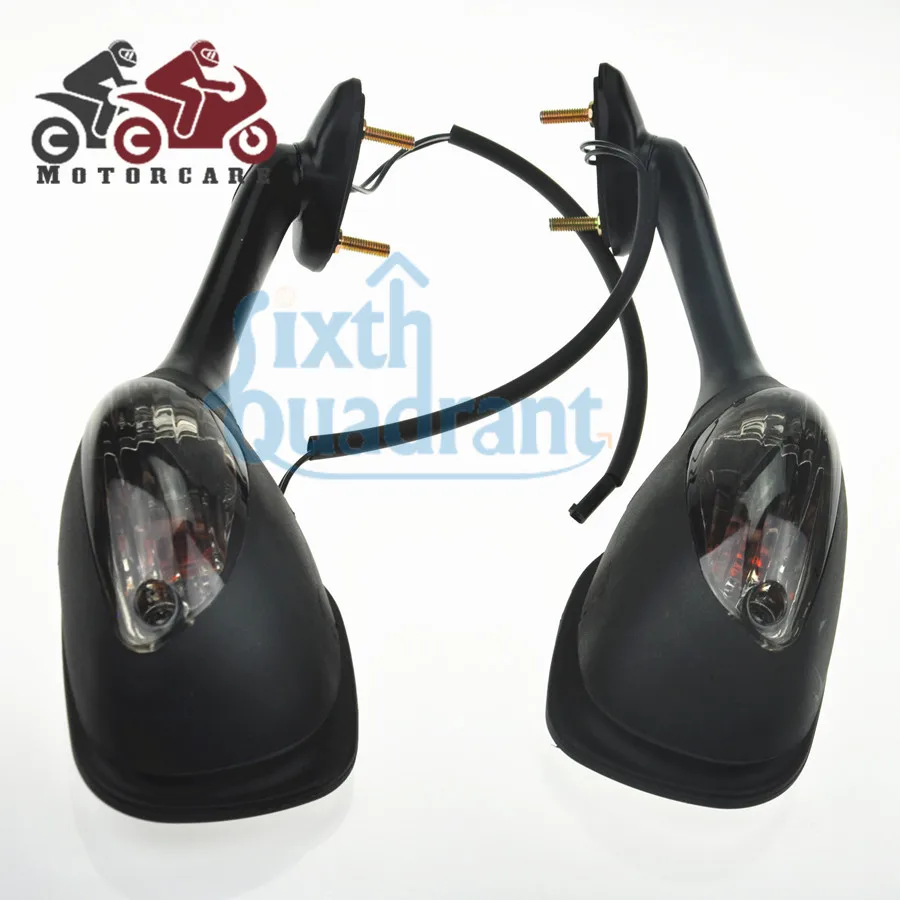 Motorcycle Rearview Mirrors Side Mirror W Turn Signal Lights Blink