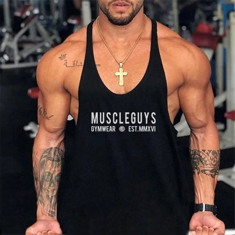 Muscleguys 2020 New Brand Summer Mens Curved Hem Gyms Stringers Vest ...