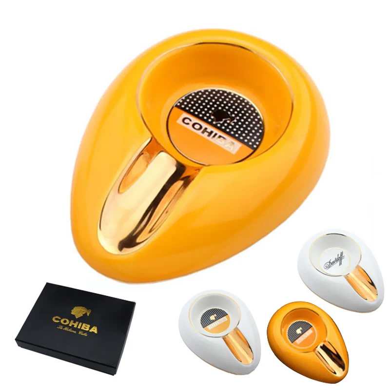 COHIBA Ceramic Cigarette Ashtray Single Cigar Holder Round Ash Slot ...