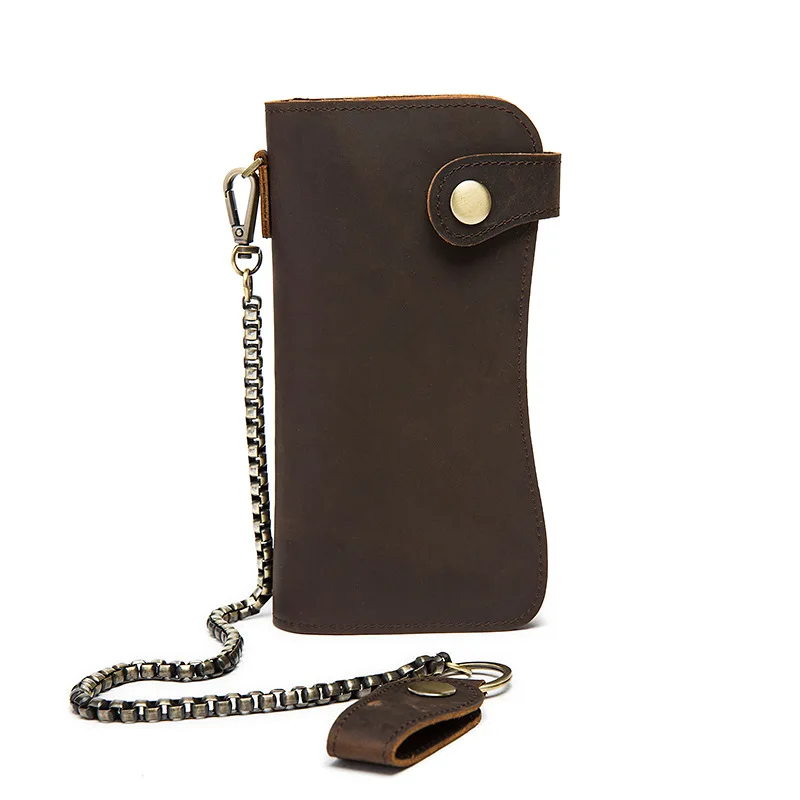 Retro Creative Men Wallets Leather Wallet Men Long Wallet With Chain Security In Wallets From