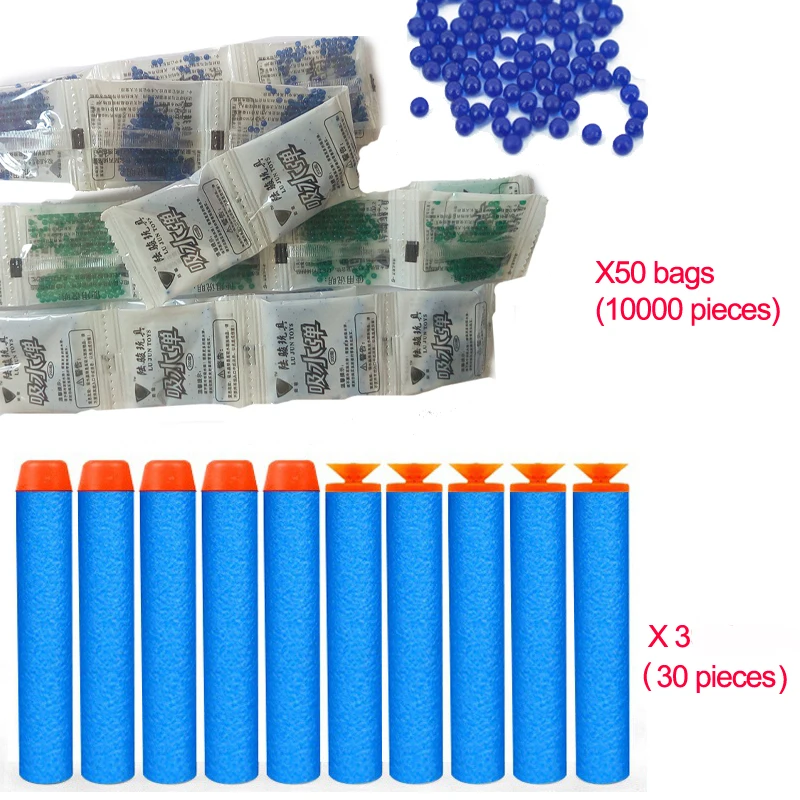 Arma de água brinquedos balas 50 sacos de balas de cristal e 30 peças ...