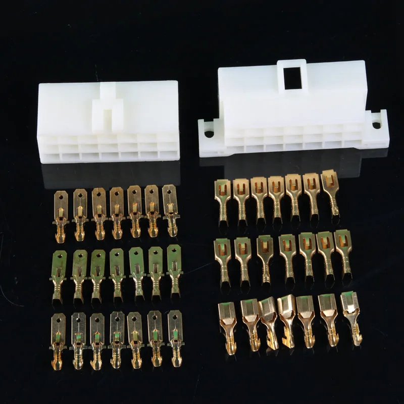10sets 6.3mm way automotive electrical 21pin wire connectors male ...