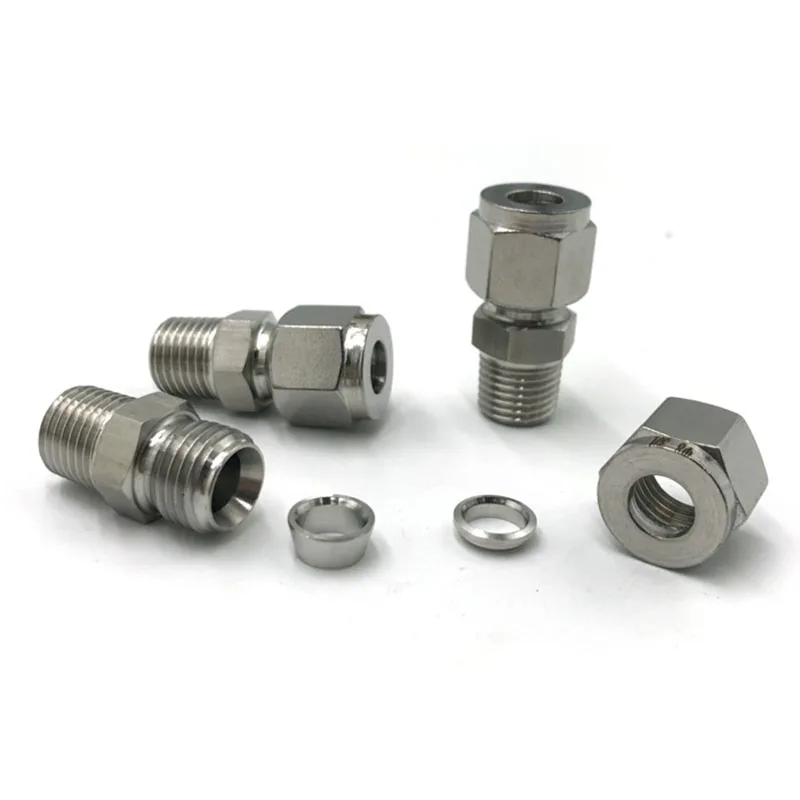 5 Pcs Npt12 익스트림 스트레이트 스루 슬리브 커플 링 남성 피팅 동등한 더블 페럴 파이프 피팅 커넥터 304