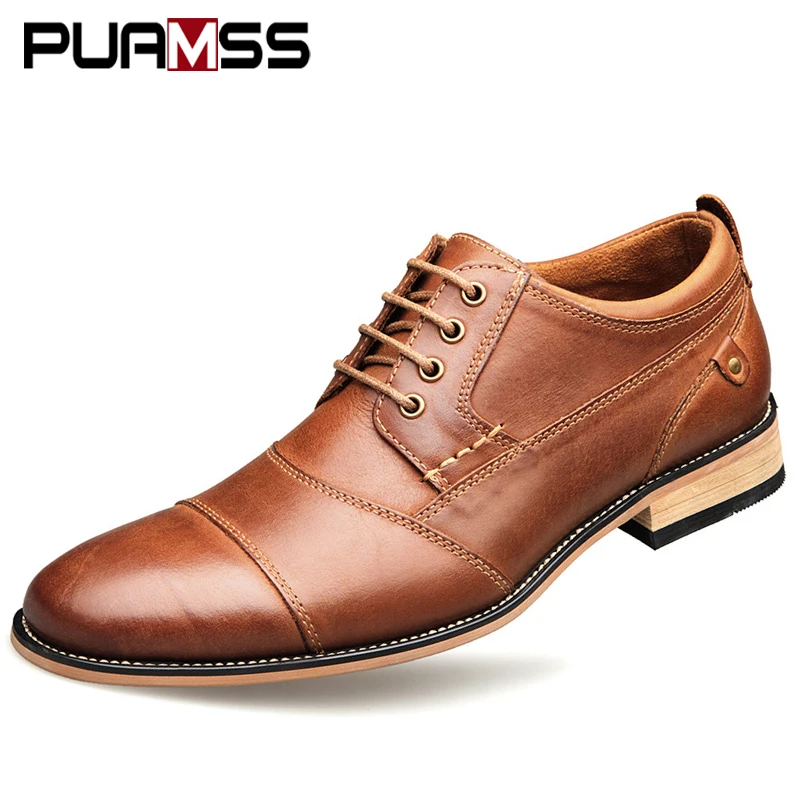 Oxfords-Sapatos-de-couro-genu-no-masculino-sapatilhas-formais-neg-cios ...